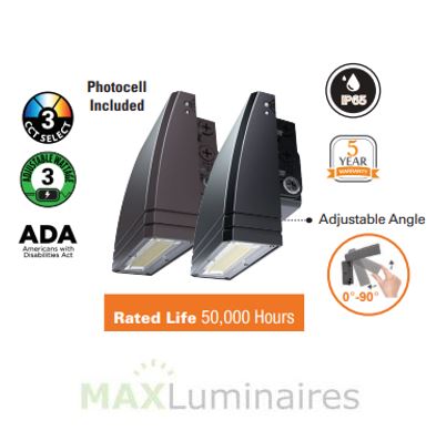 LED Adjustable Slim Wall Pack- 15W/28W/45W Wattage Select - Max ...